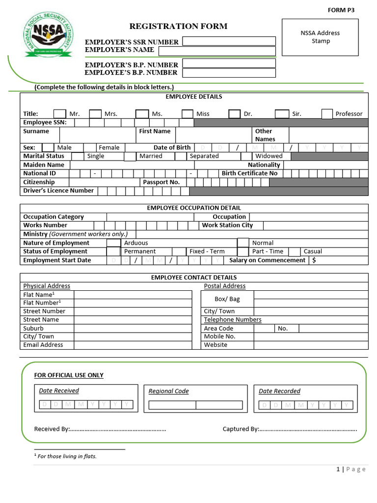 Zim Social Security Form | PDF | Hand | Government And Personhood