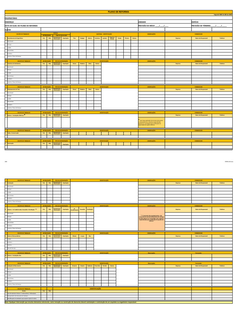 Modelo de Plano de Reforma | PDF