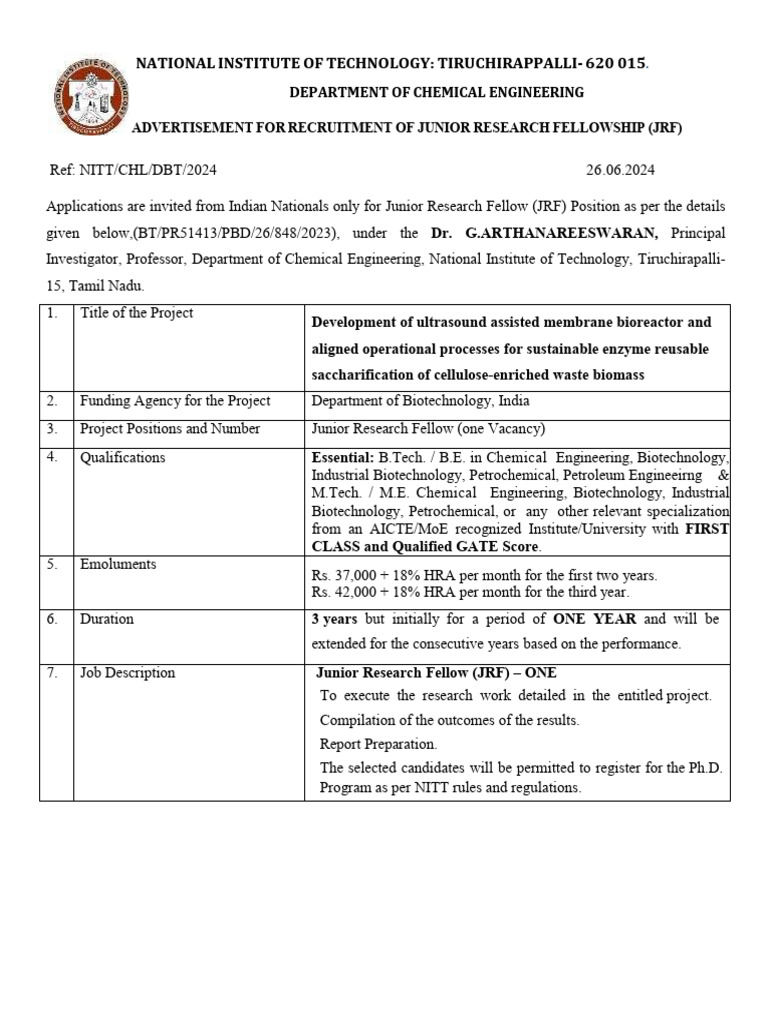 CHL-JRF-DBT - JUN2024 - Arthanareesawaran-New1 | PDF