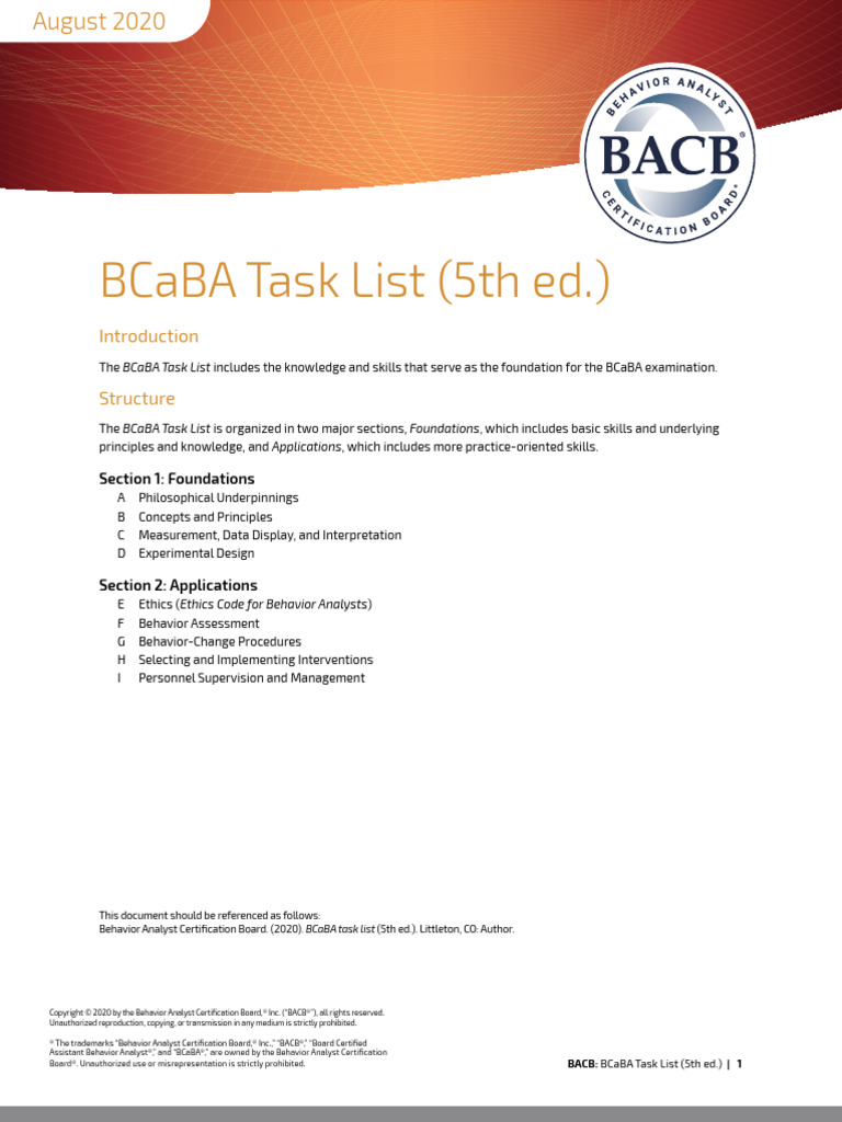 BCaBA Task List 5th Ed 240216 A | PDF | Reinforcement | Behaviorism