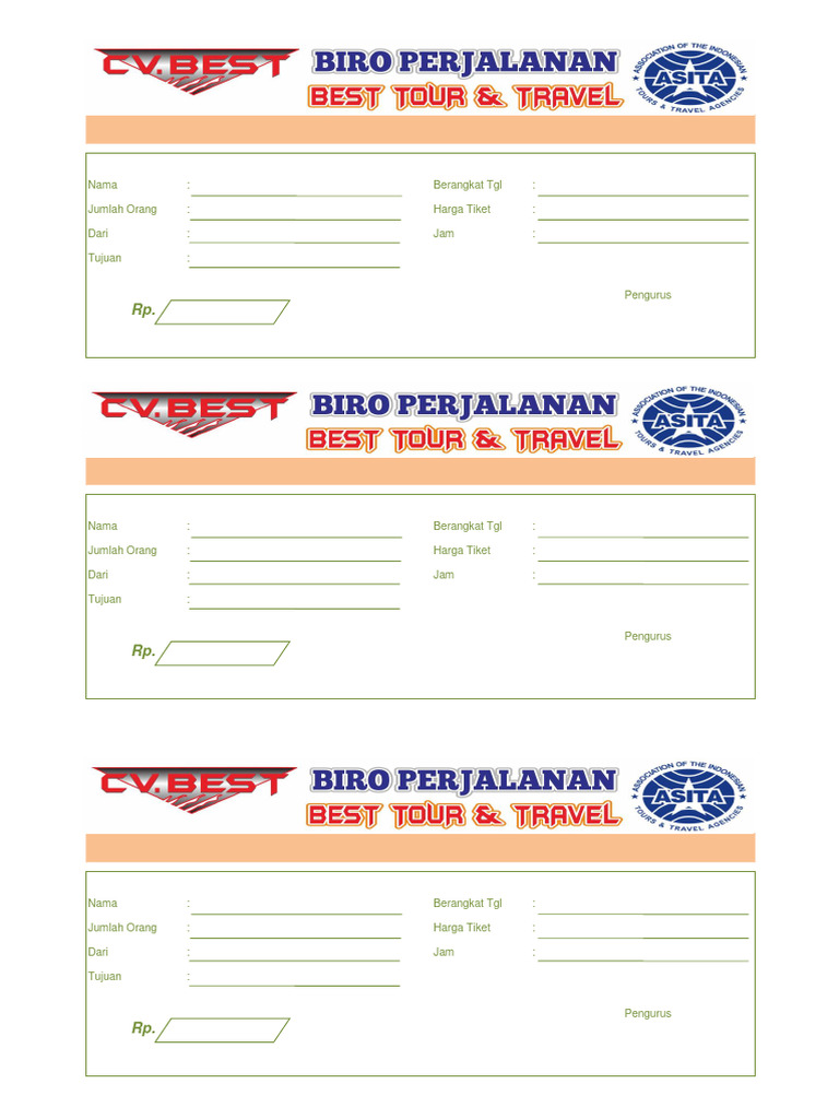 Contoh Kwitansi dan Nota Travel | PDF