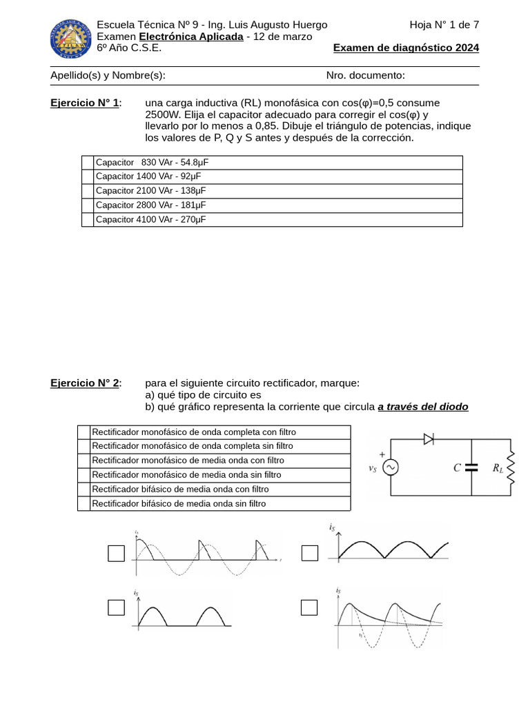 Et9 20240312 Diagnostico | PDF | Rectificador | Transformador