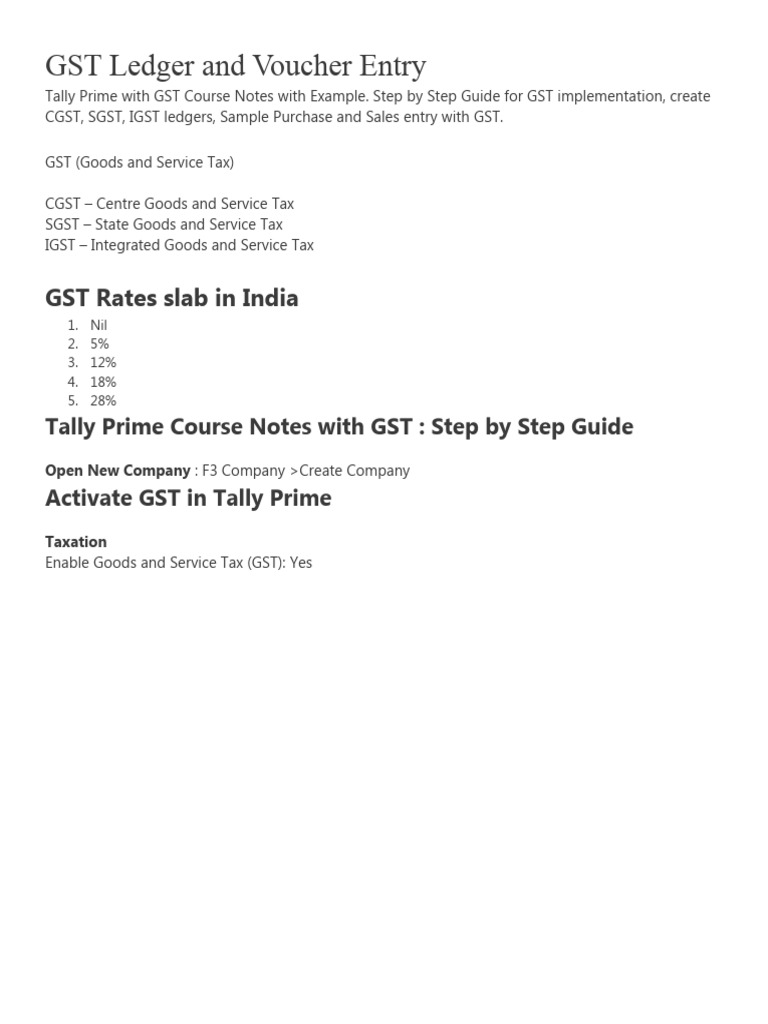 GST Ledger and Voucher Entry: GST Rates Slab in India | PDF | Taxes ...