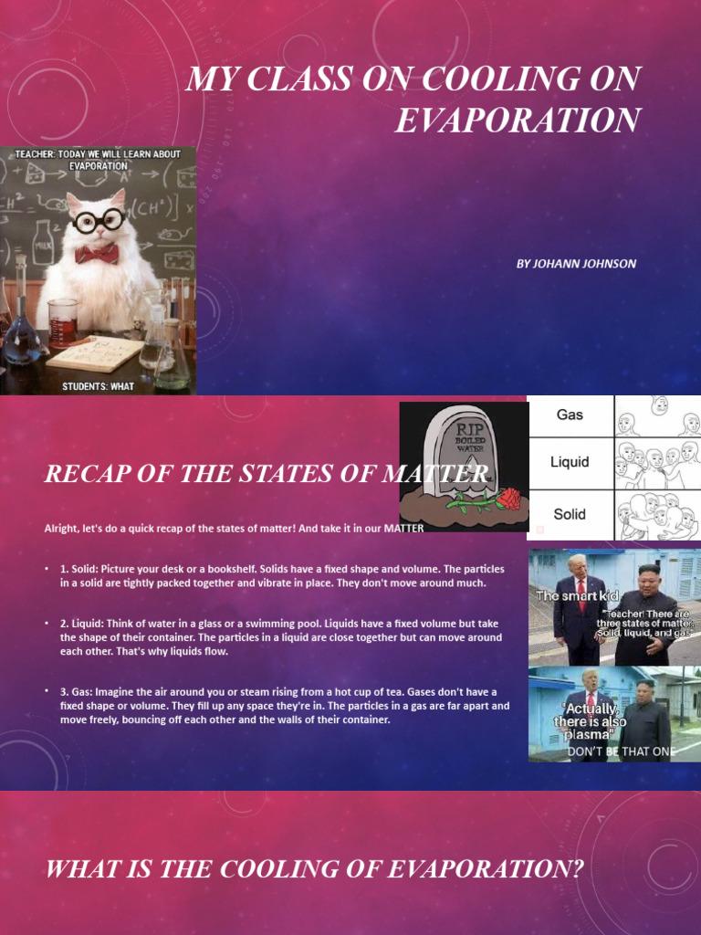 My Class On Cooling On Evaporation Pdf Evaporation Liquids
