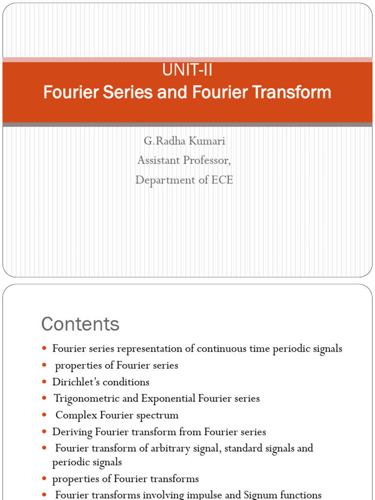 Ssunit 2 | PDF | Fourier Transform | Fourier Series
