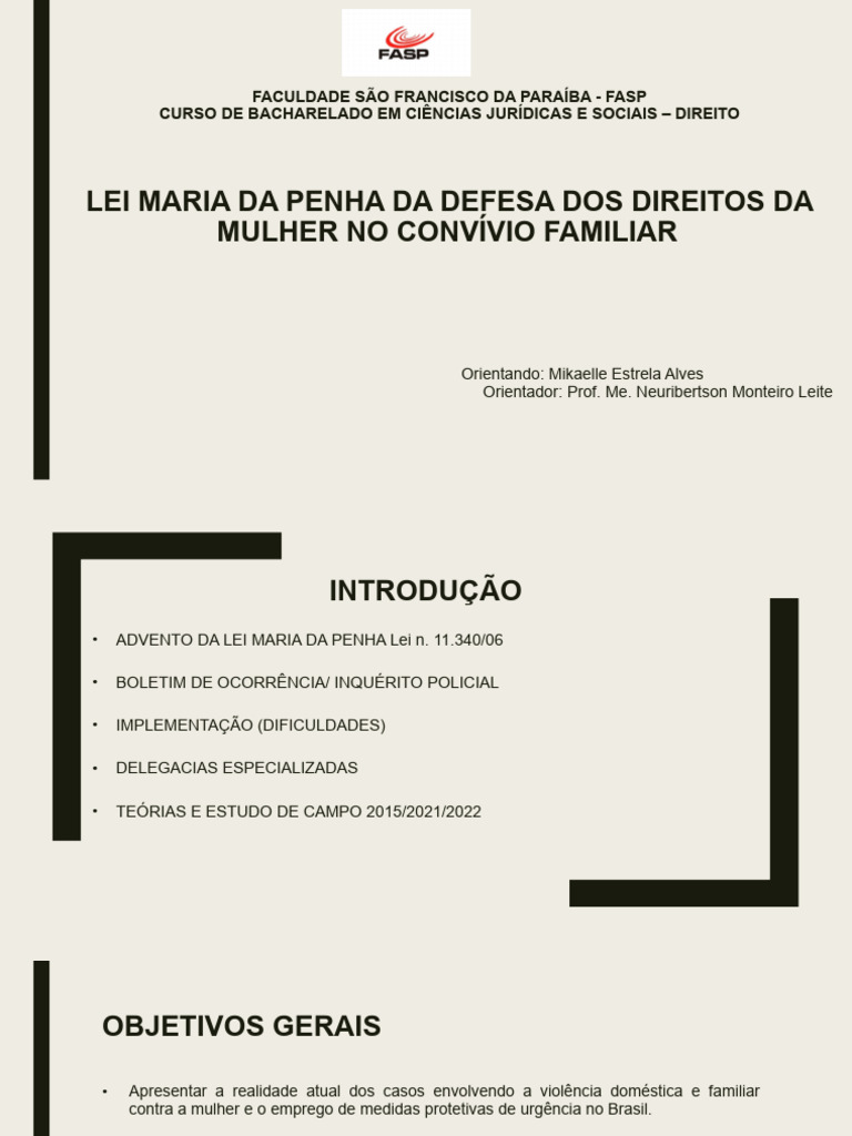 Silides de Mikaelle | PDF | Violência | Violência doméstica