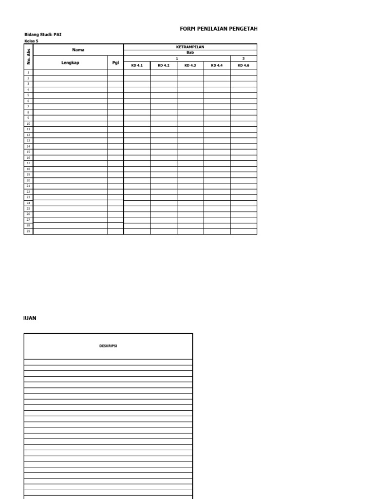 Format Penilaian PAI 5 NEW | PDF