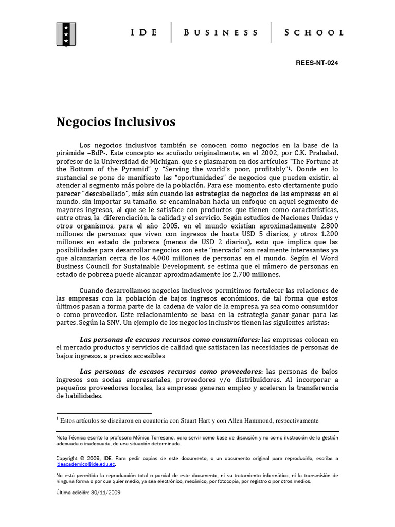NT. Negocios Inclusivos | PDF | Business | Cadena de valor