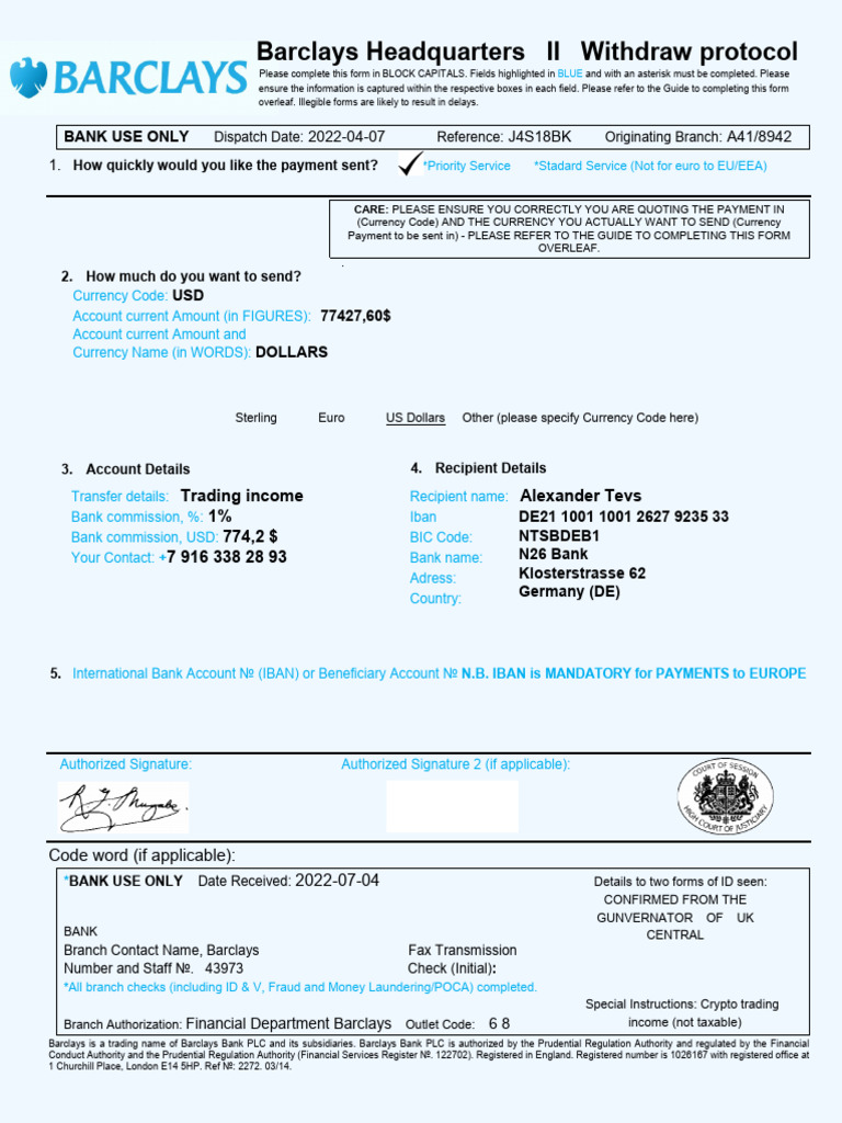 AccountTevs8942 | Download Free PDF | Barclays | United States Dollar