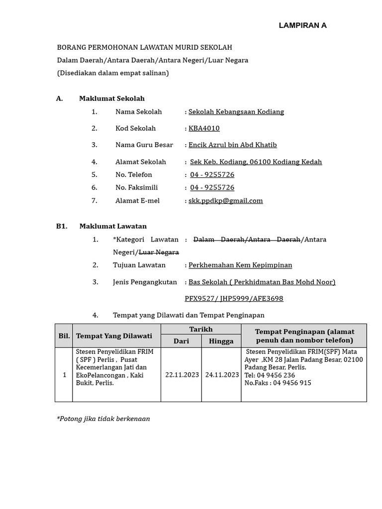 Lampiran A Lawatan Murid Terbaru | PDF