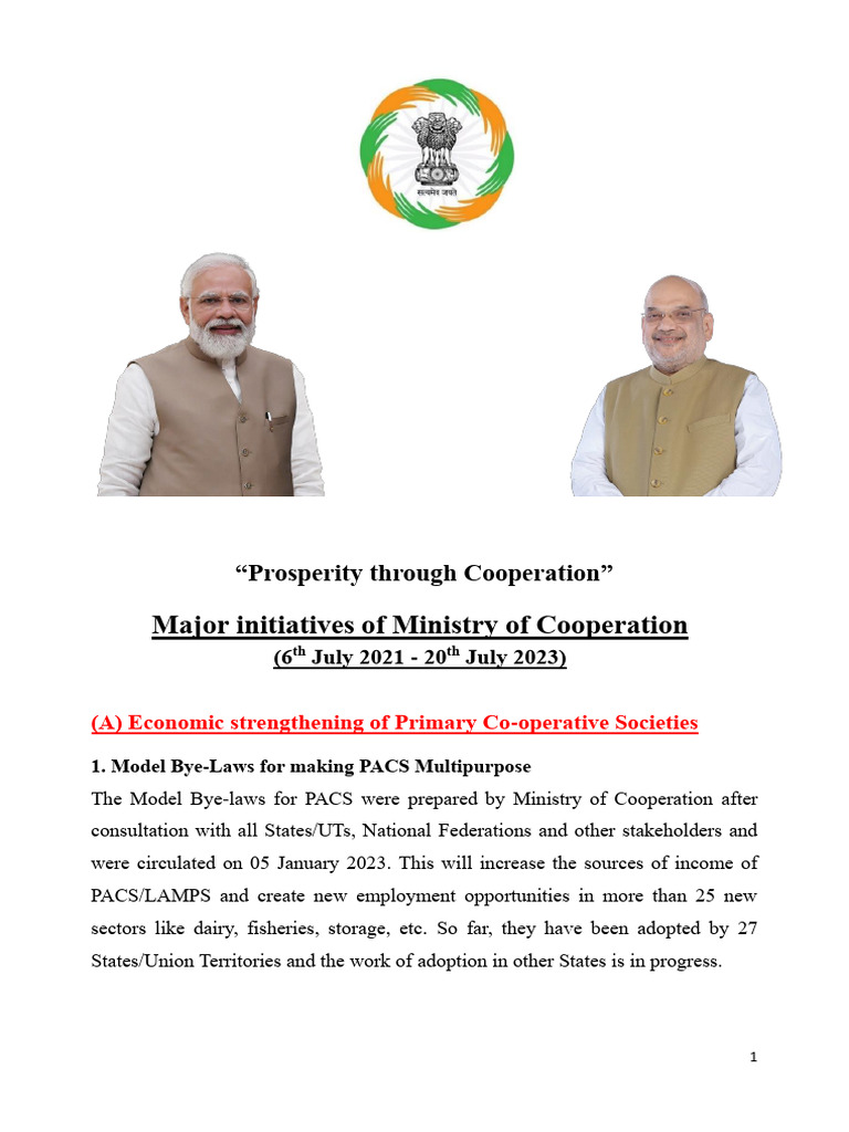 Major Initiatives of MoC in English | PDF | Cooperative | Taxes