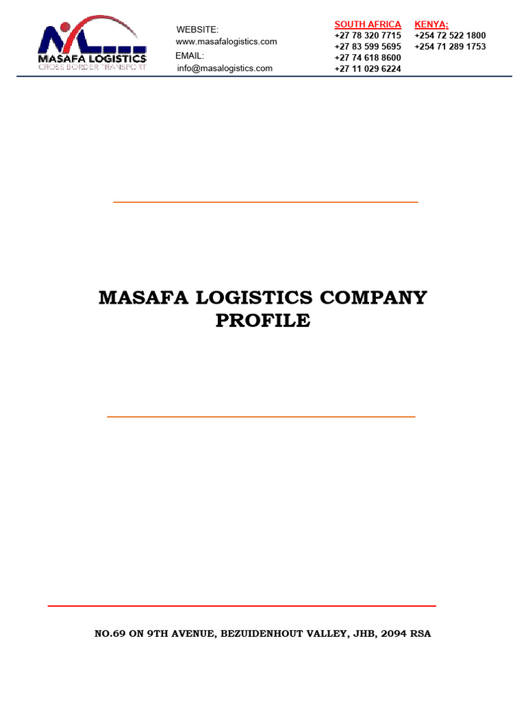 Masafa Logistics Company Profile | PDF | Logistics | Economies