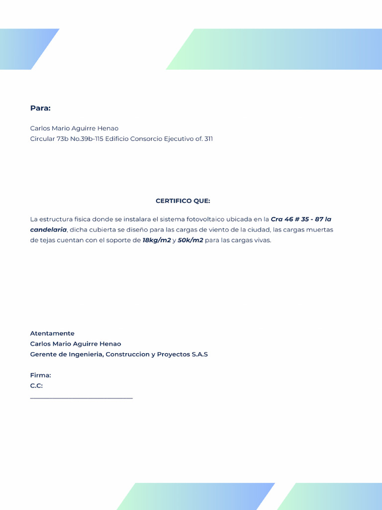 Carta de certificacion estructura | PDF