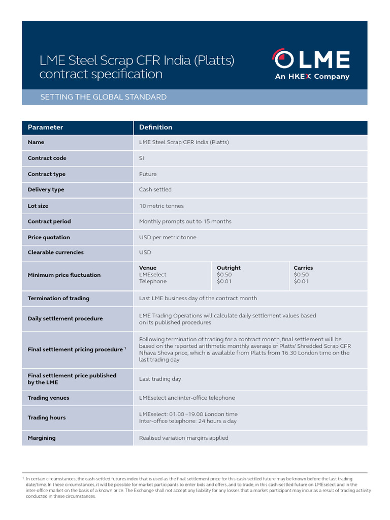 LME Steel Scrap CFR India Platts | PDF | Futures Contract | Commodity ...