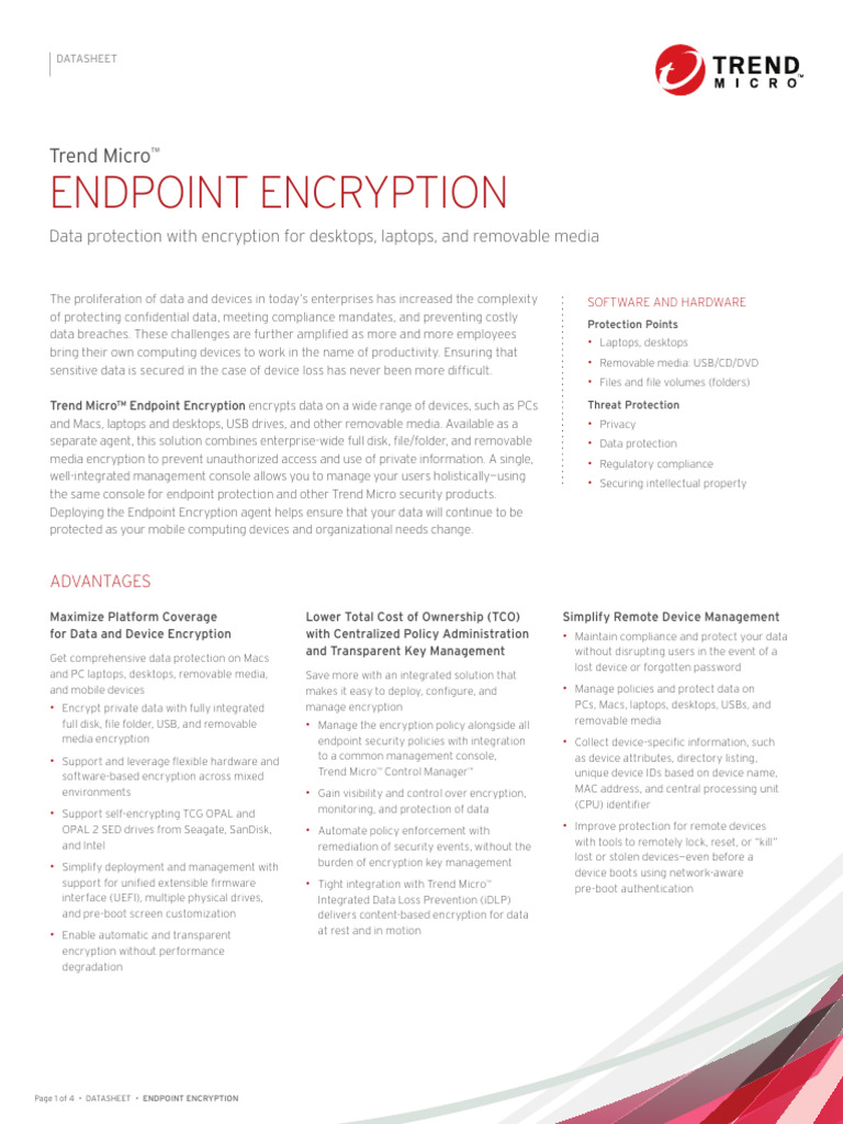 Apex One Endpoint Encryption Datasheet | Download Free PDF | Encryption | Active Directory