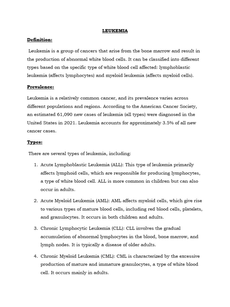 LEUKEMIA | PDF | Leukemia | Occupational Therapy