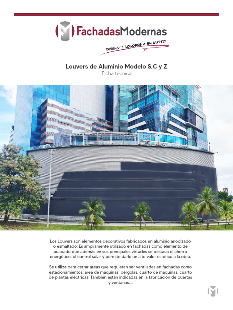 Ficha Tècnica Louvers | PDF | Aluminio | Materiales