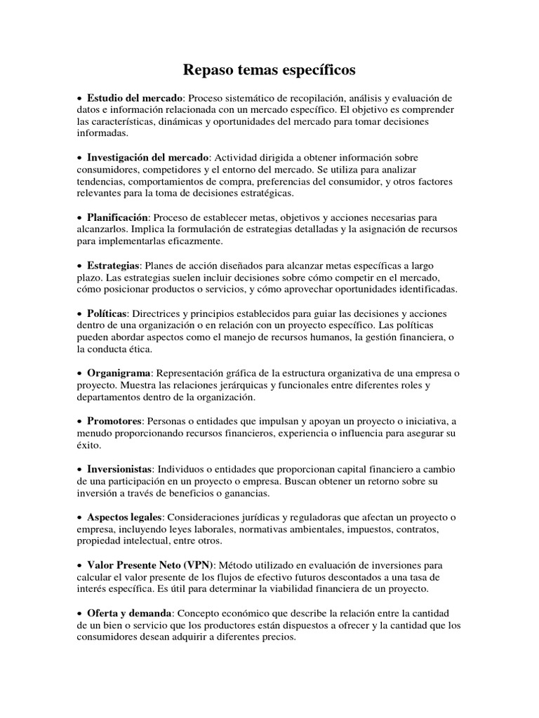 Repaso Temas Específicos | PDF | Business | Mercado (economía)