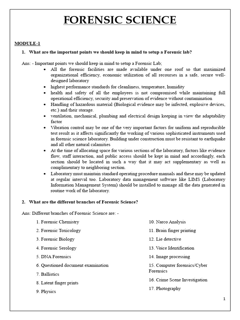 Forensic Lab Setup and Crime Analysis Guide | PDF | Microsatellite ...