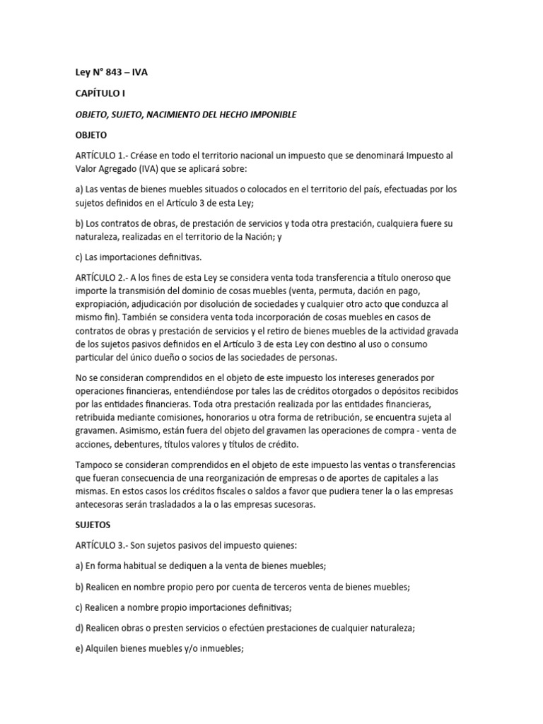 Ley 843 Iva | PDF | Impuestos | Bolivia