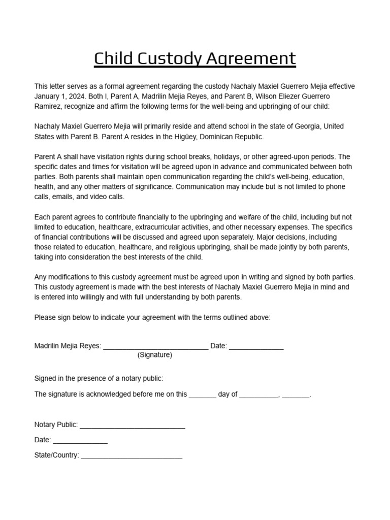 Child Custody Terms for Parents | PDF
