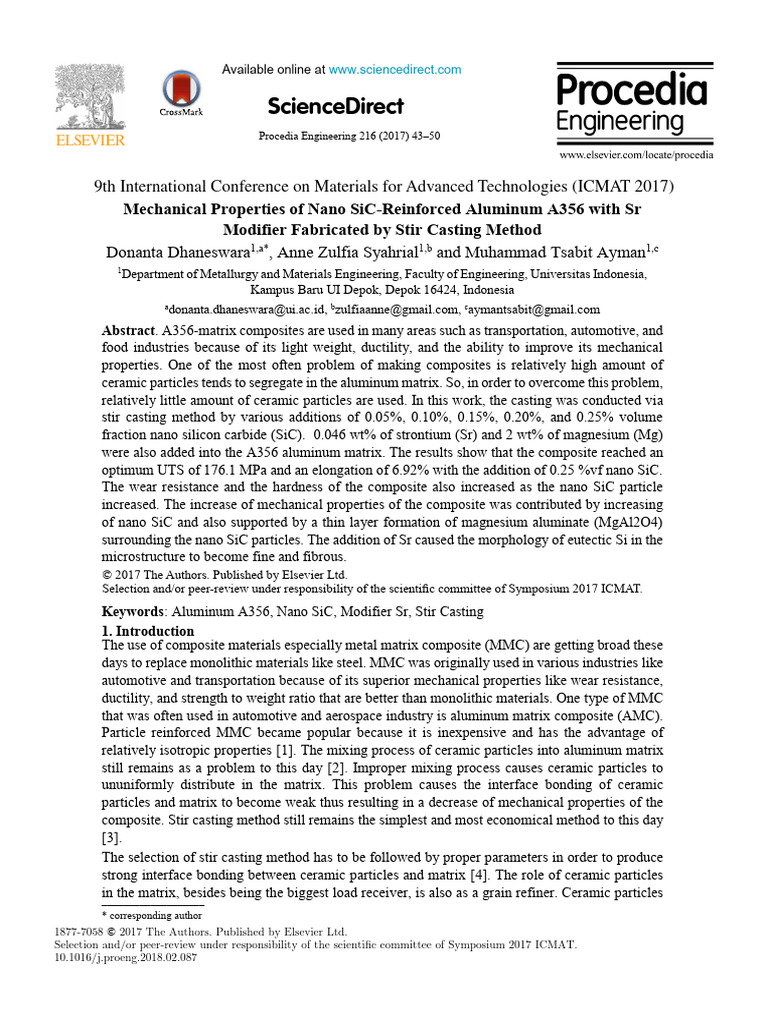 Sciencedirect: 9Th International Conference On Materials For Advanced ...