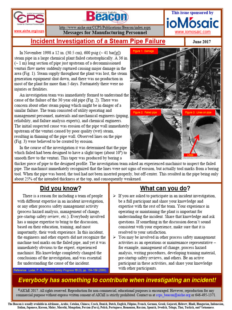 2017-06 - Incident Investigation of A Steam Pipe Failure | PDF | Expert ...