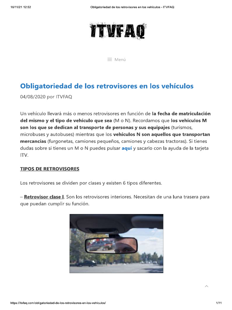 CLASES RETROVISORES y NORMATIVA | PDF