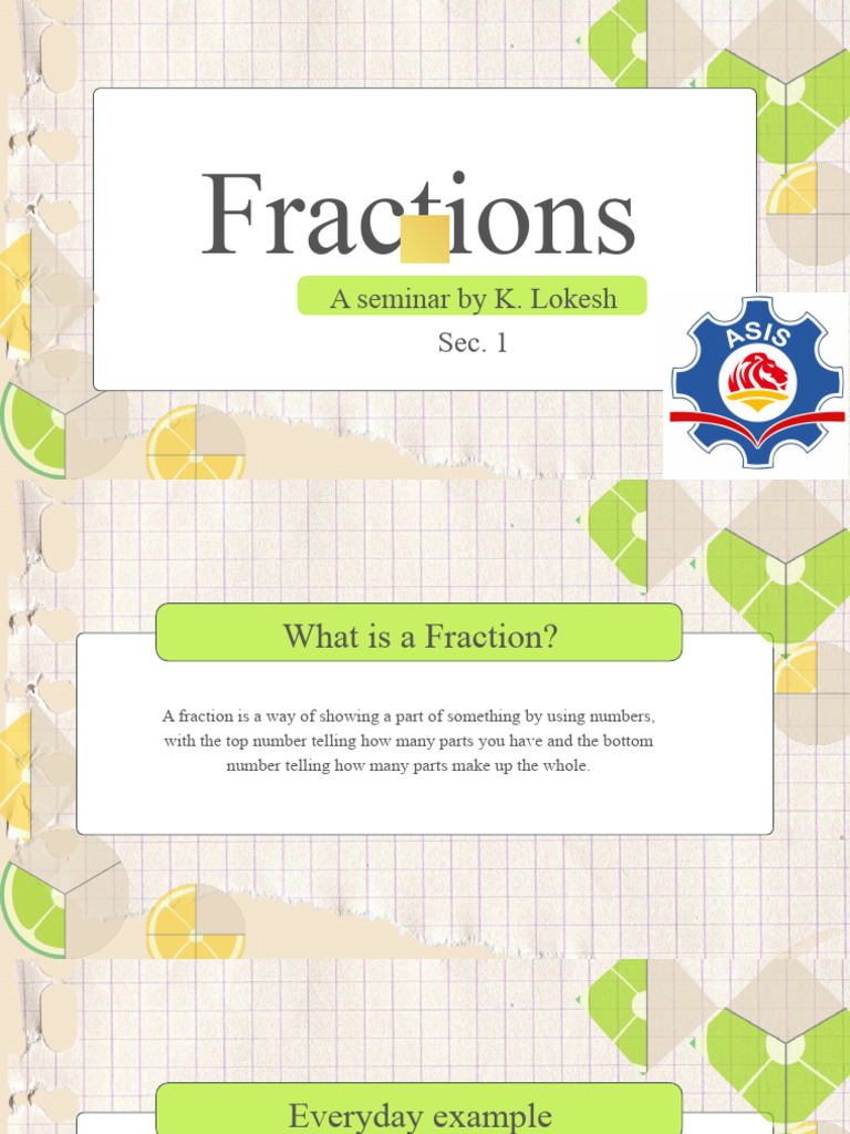 Maths Fractions Presentation | PDF | Arithmetic | Mathematics
