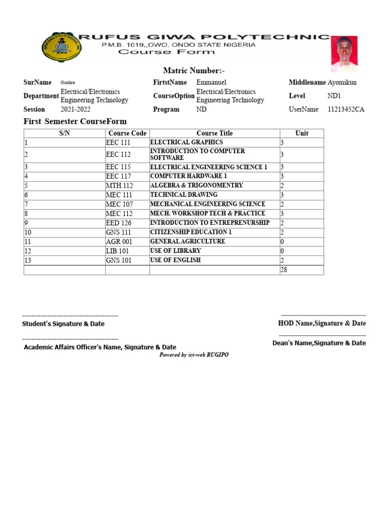 Course Registration Elect 1 | PDF | Computer Engineering | Computer Science