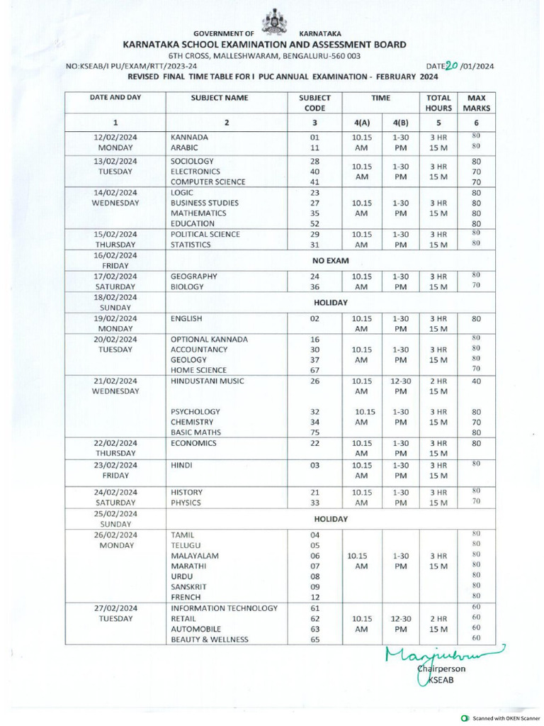 Revised - Final - Timetable - IPUC - Feb - 2024 | PDF