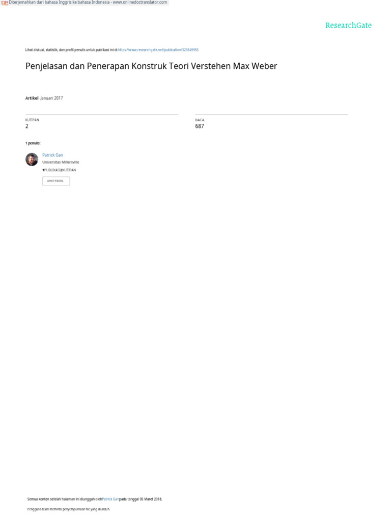 Max Weber-Verstehen Teory and Aplication - En.id | PDF | Ilmu Sosial | Filsafat