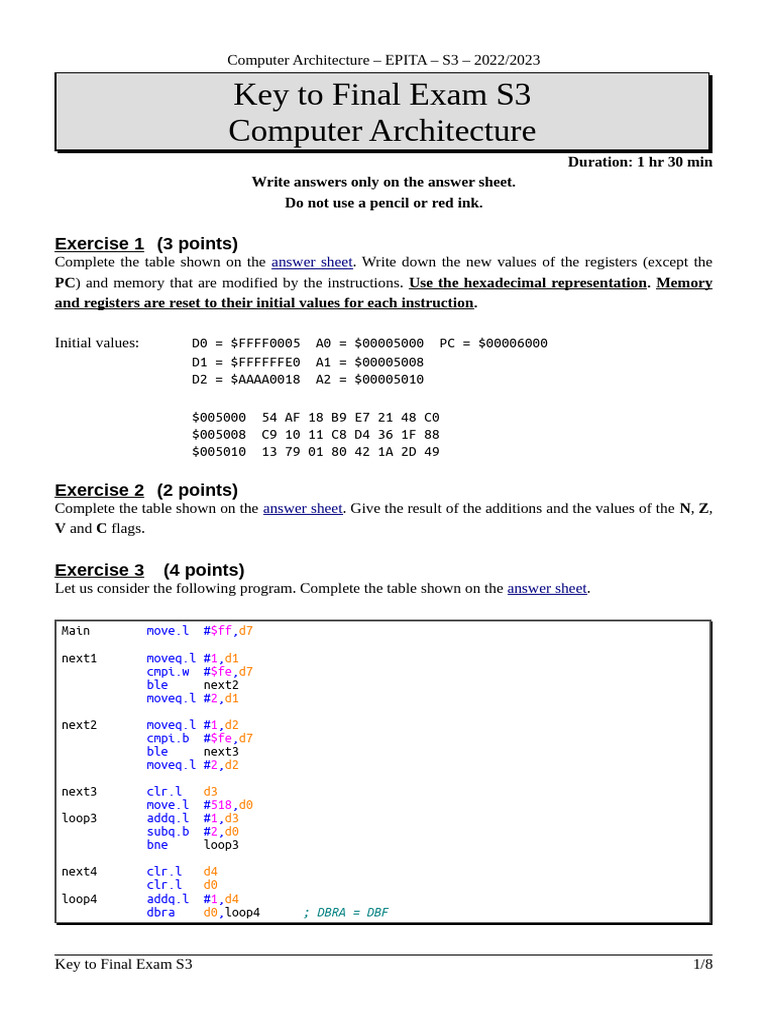 Final 2026 s3 Archi Correction en | PDF | String (Computer Science) | Computer Architecture