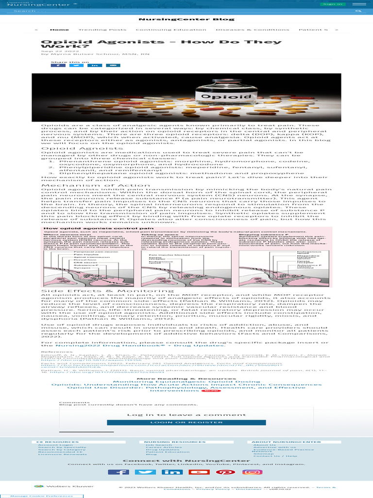 Opioid Agonists - How Do They Work Lippincott NursingCenter | PDF | Opioid | Analgesic