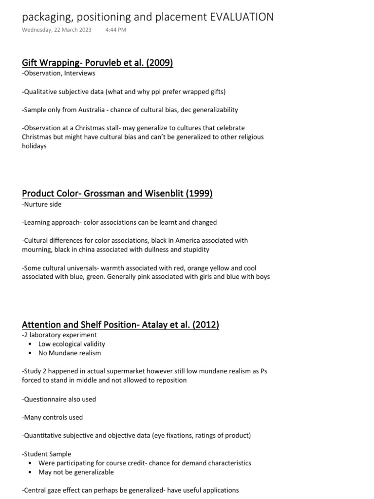 packaging, positioning and placement EVALUATION | PDF