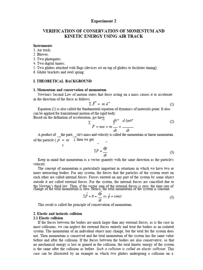 Momentum and Energy Conservation Lab | PDF | Collision | Momentum