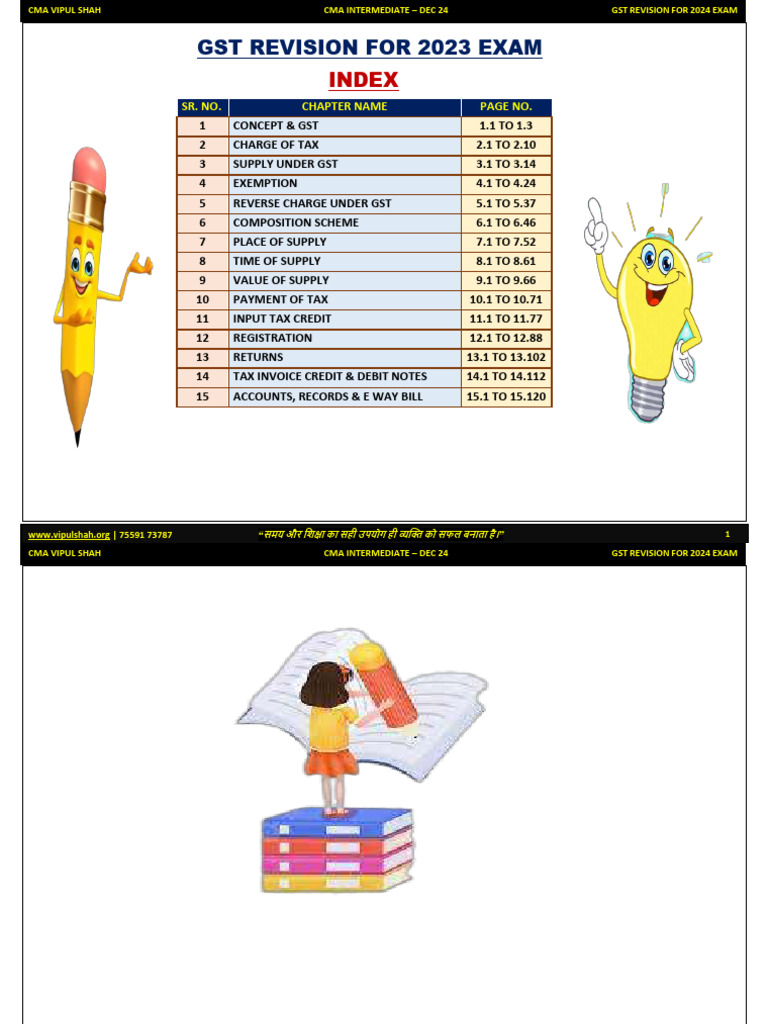 CMA GST REVISION JUN DEC 2024 (NEW SYLLABUS) - Pranav Sir | PDF | Value ...