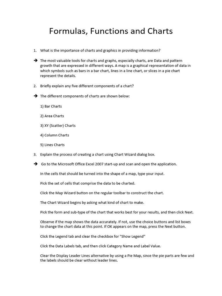 Formulas, Functions and Charts | PDF | Chart | Microsoft Excel