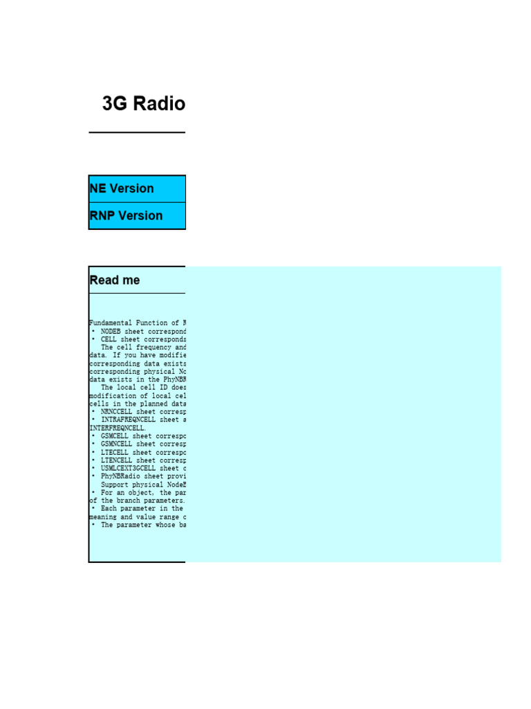 3G Radio Network Planning Data Template | PDF | Electronics ...