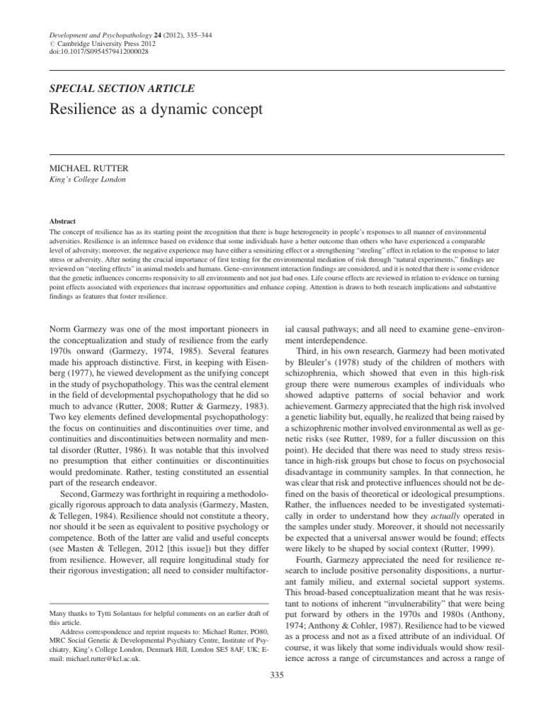 Resilience As Dynamic Concept | PDF | Psychological Resilience | Stress ...