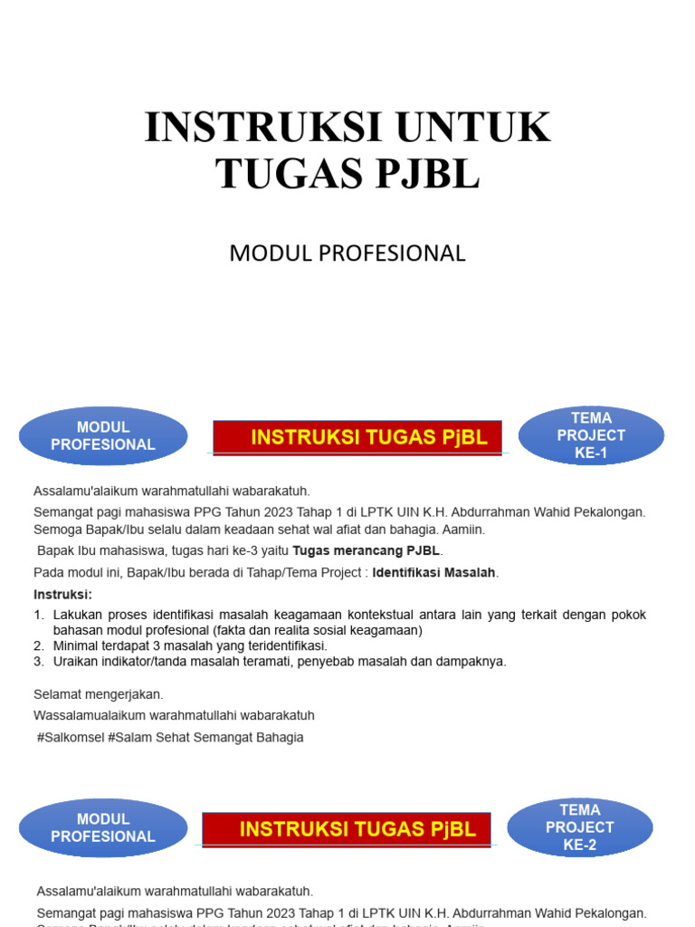Instruksi Untuk Tugas Pjbl Modul Profesional | PDF