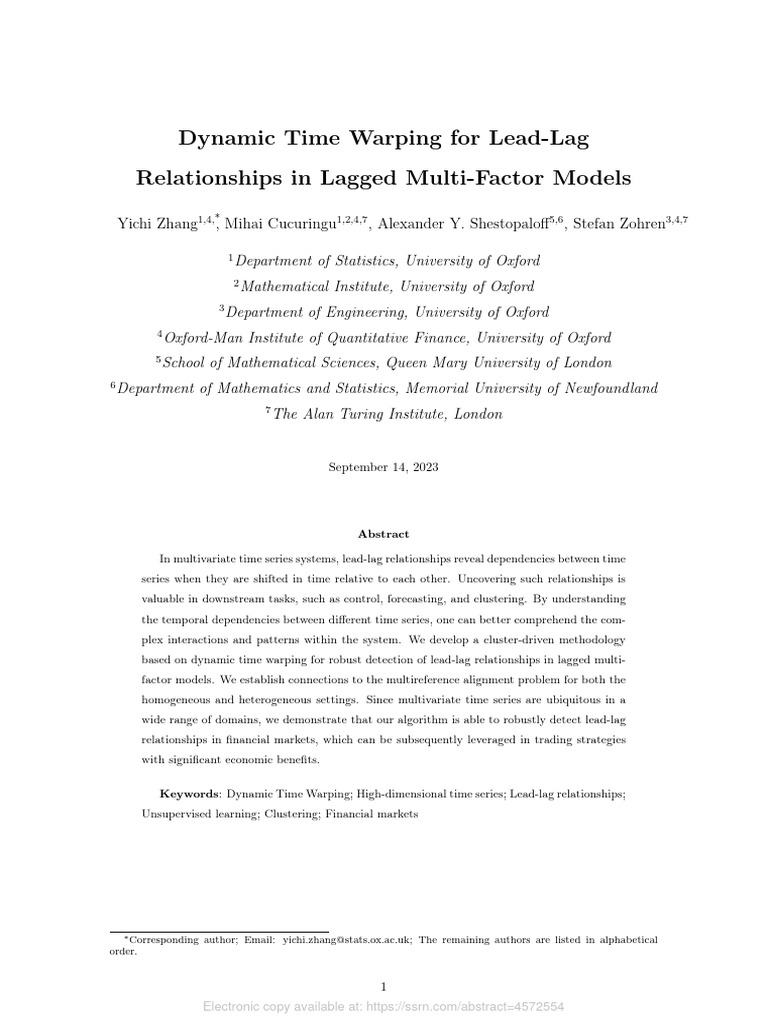 Dynamic Time Warping in Multi-Factor Models | PDF | Time Series | Applied Mathematics