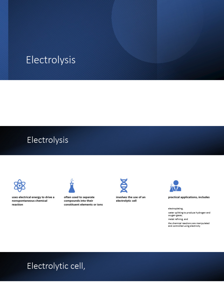 Electrolysis Ppt (New) | PDF | Anode | Cathode