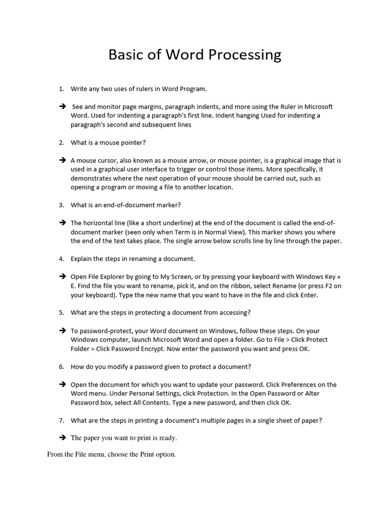 Basic Of Word Processing Pdf Microsoft Word Computer File
