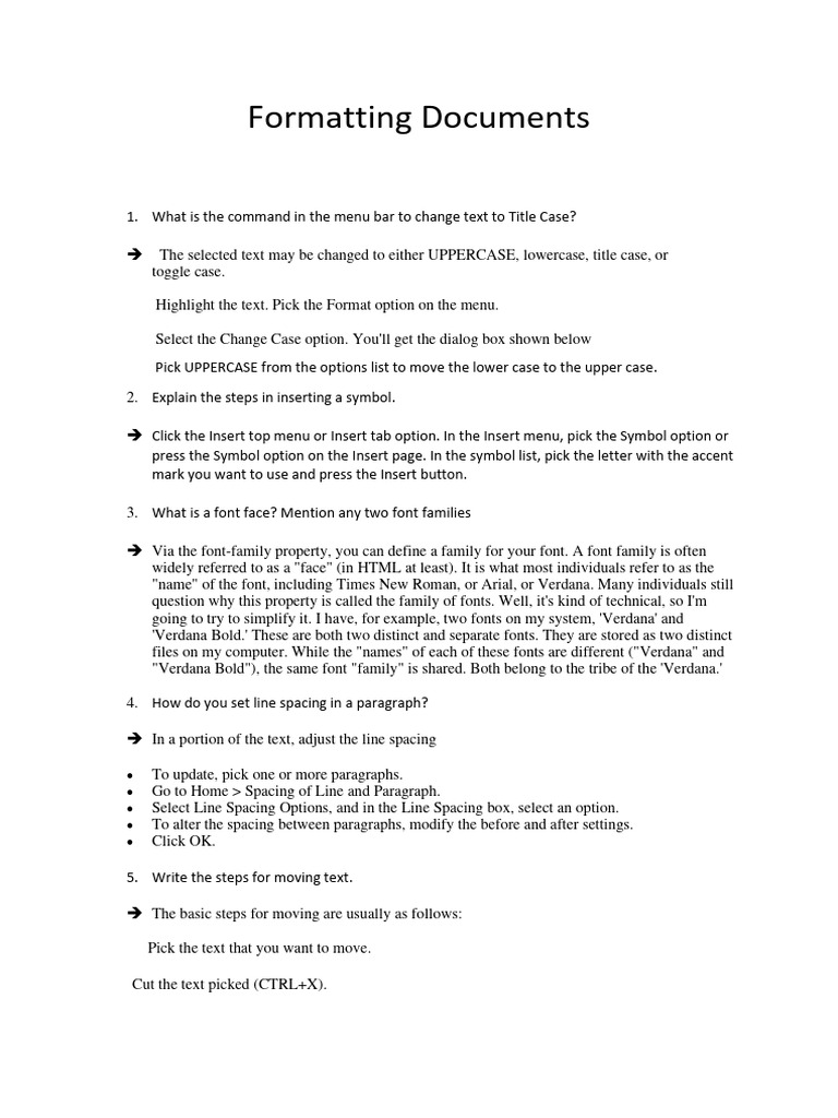 Formatting Documents | PDF | Letter Case | Verdana