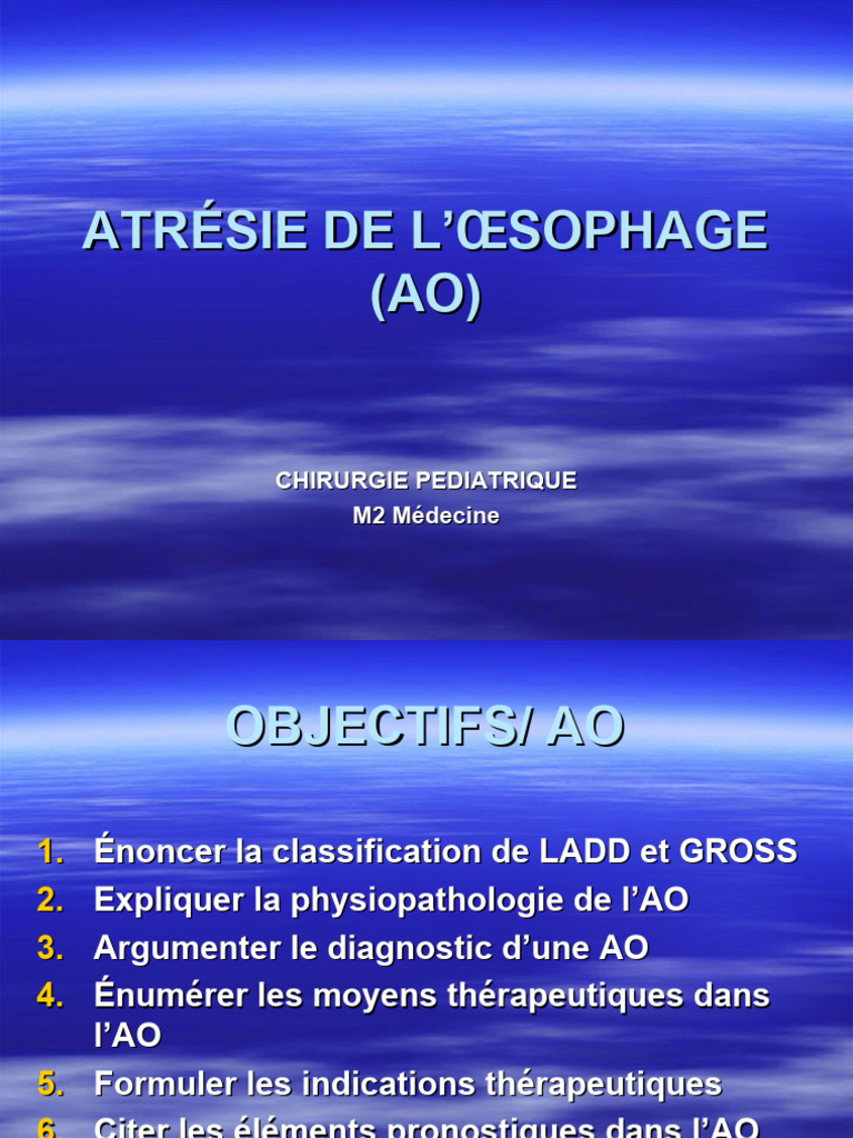 Atrésie de l'œsophage : diagnostic et traitement | PDF | Œsophage | Cancer de l'œsophage