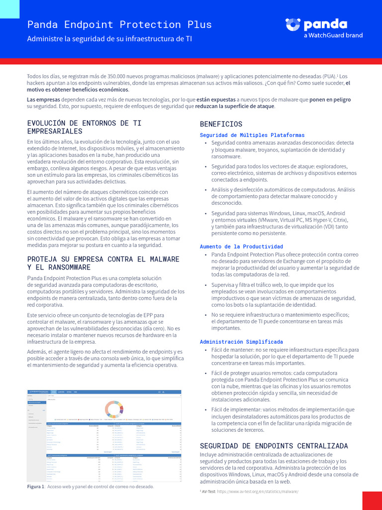 Datasheet EPP Plus Panda Security A4 ESLA | PDF | Malware | La seguridad informática