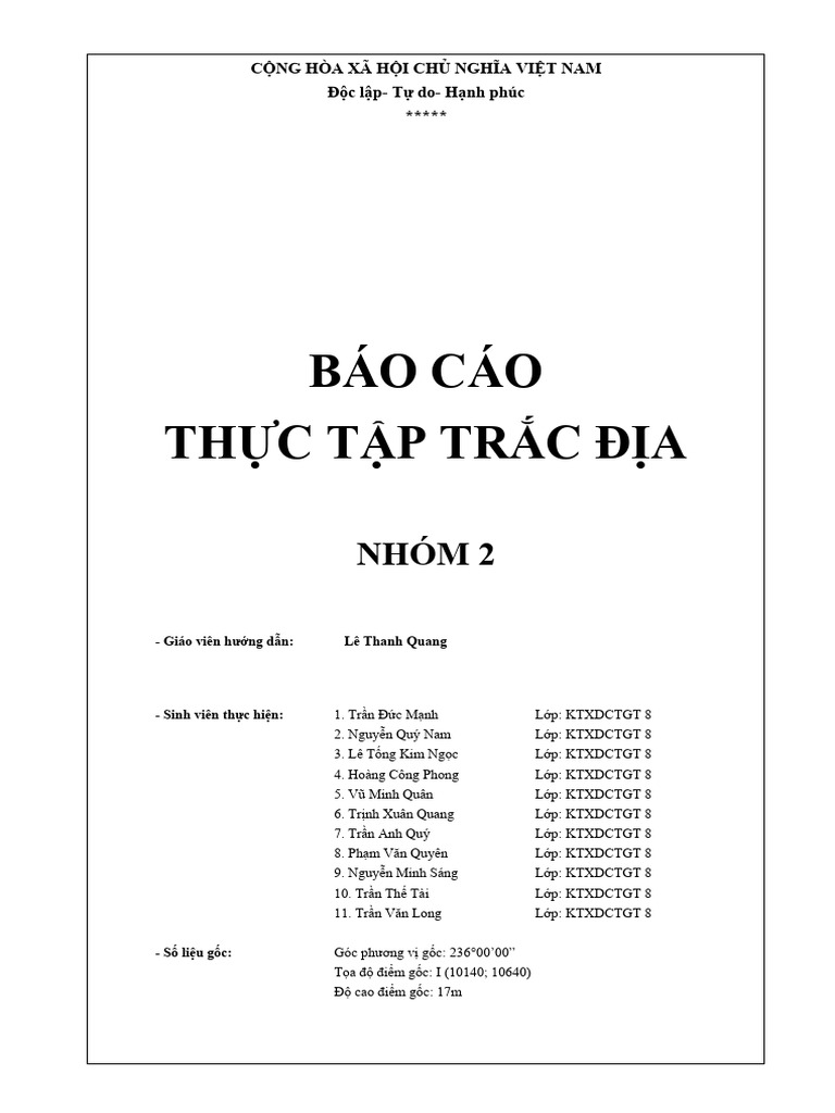 Bao Cao Thuc Tap Trac Dia Nhom 2 | PDF