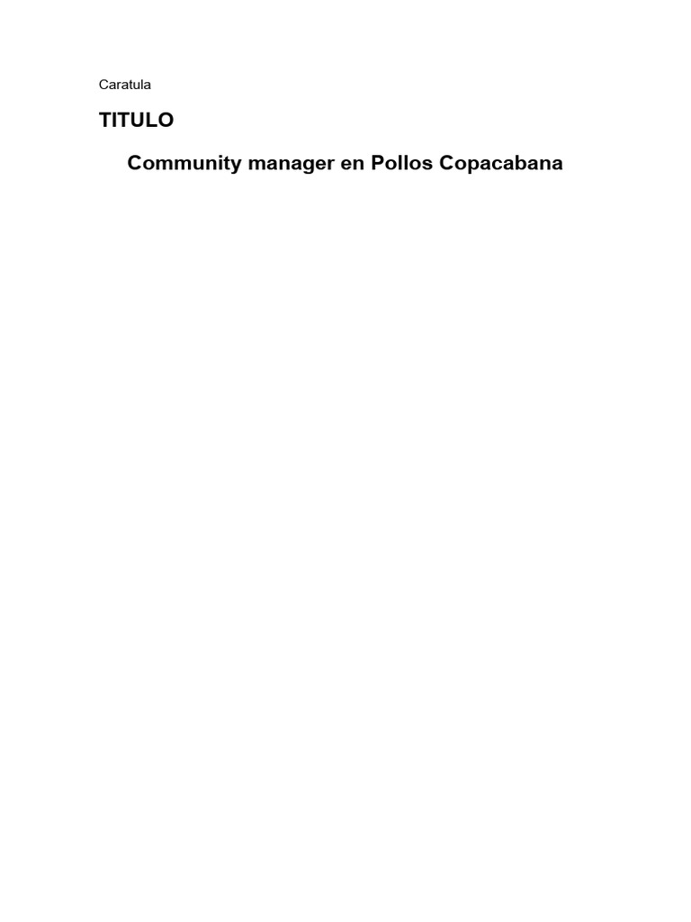 Community - Manager - en Pollo Copacabana | PDF | Business | Marketing