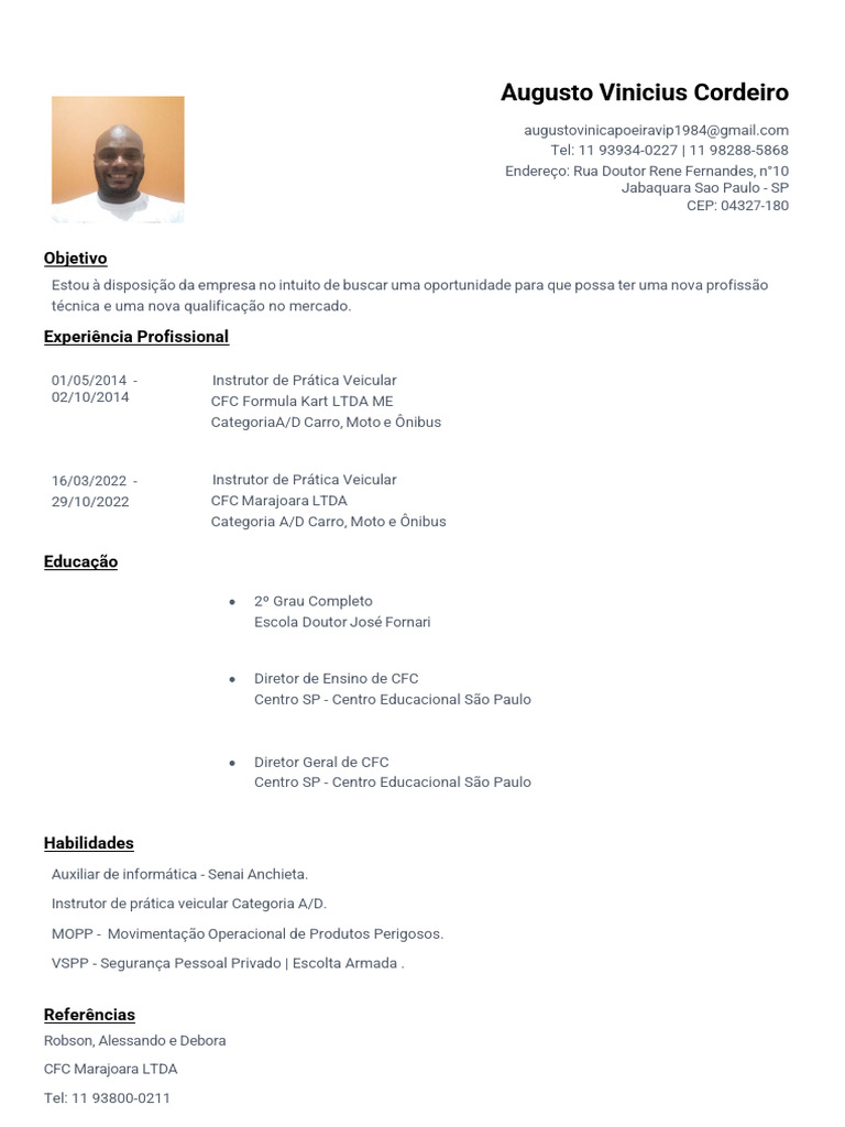 CV - Augusto Vinicius Cordeiro - 240321 - 111059 | PDF